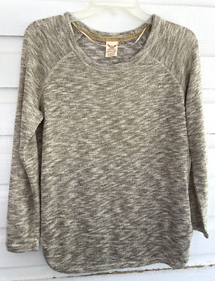 Faded Glory Size L 12/14 Heather Gold Lightweight Long Sleeve Sweater ...