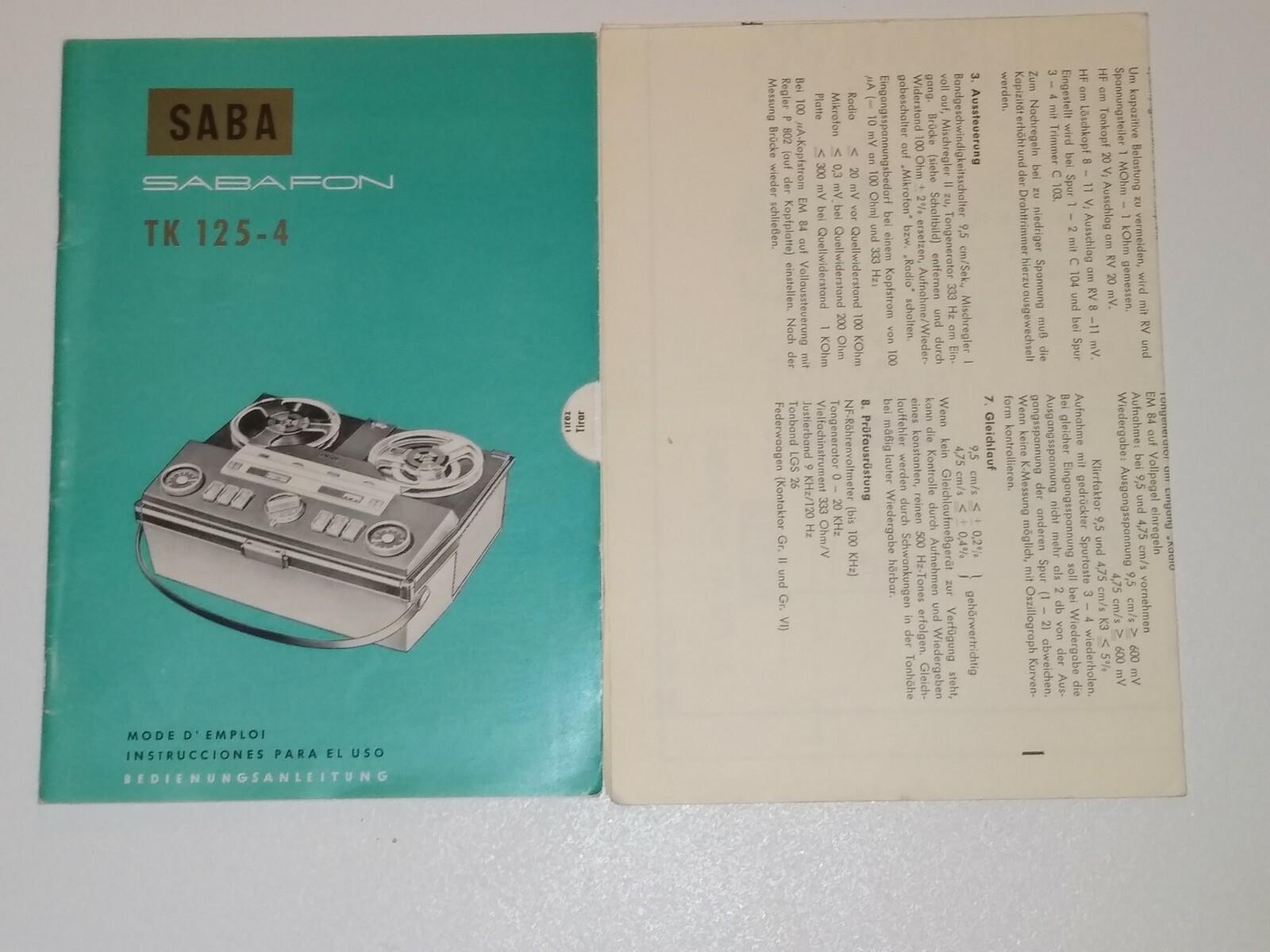 Original Saba SabaFon TK 125-4 operating Manual and Schematics | eBay