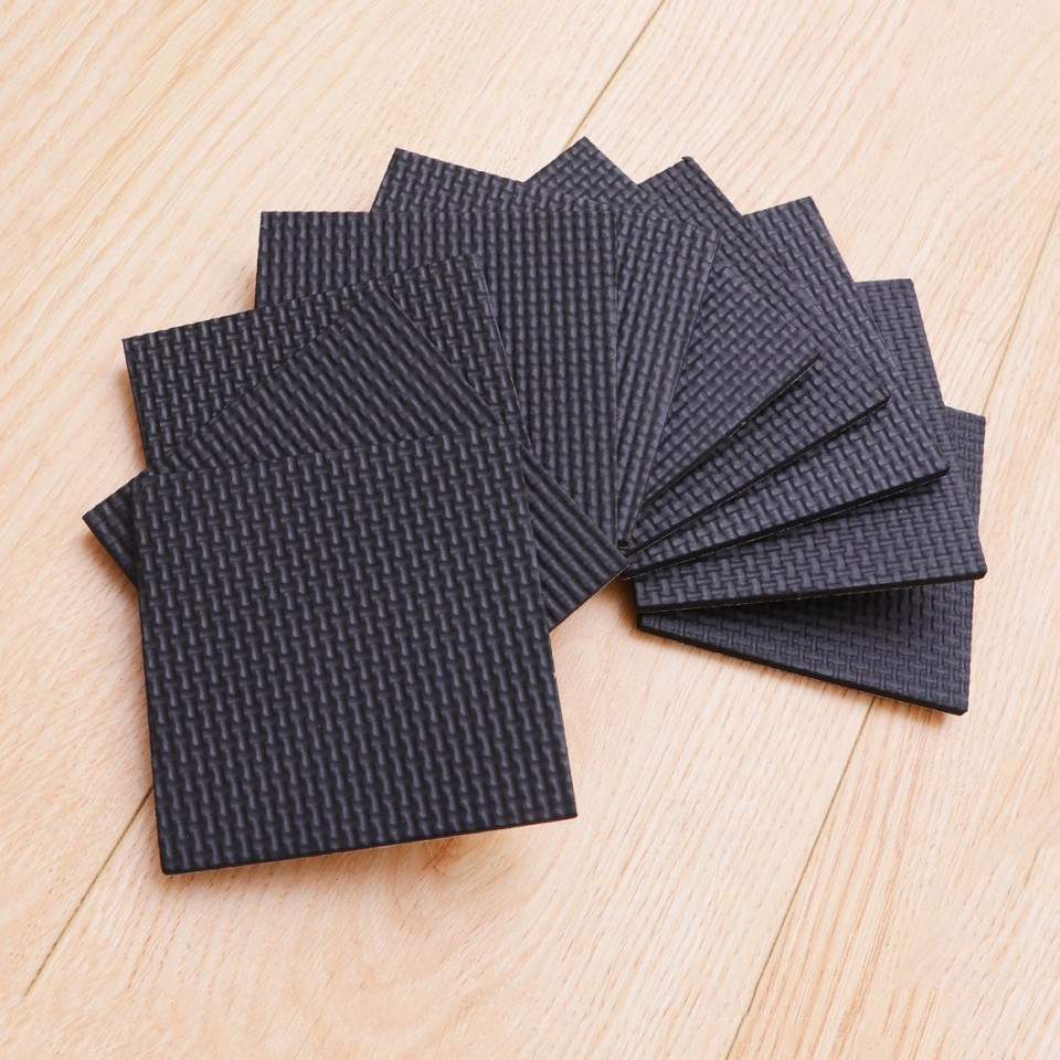 10 Sheets Furniture Grippers Anti Friction EVA Pads Black Floor ...