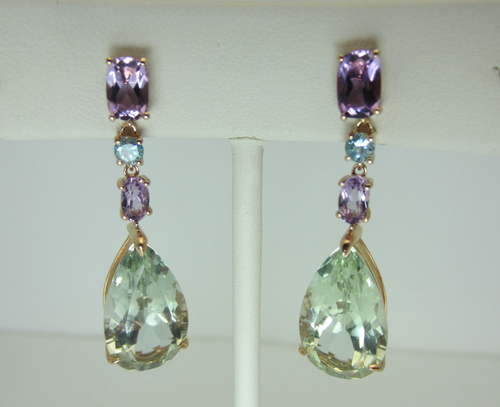 EFFY 14k Yellow Gold Green Amethyst Prasiolite Dangle Earrings 1.5" 37 ...