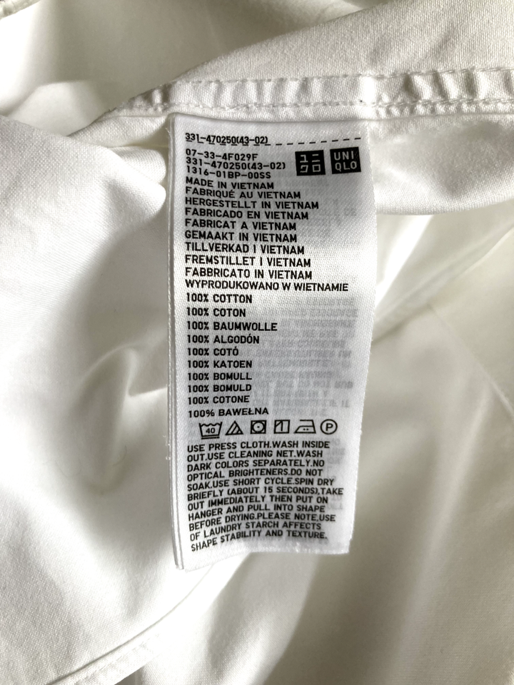 UNIQLO-100% White thick Cotton Mens' shirt. Super Non-iron.Size: Medium ...