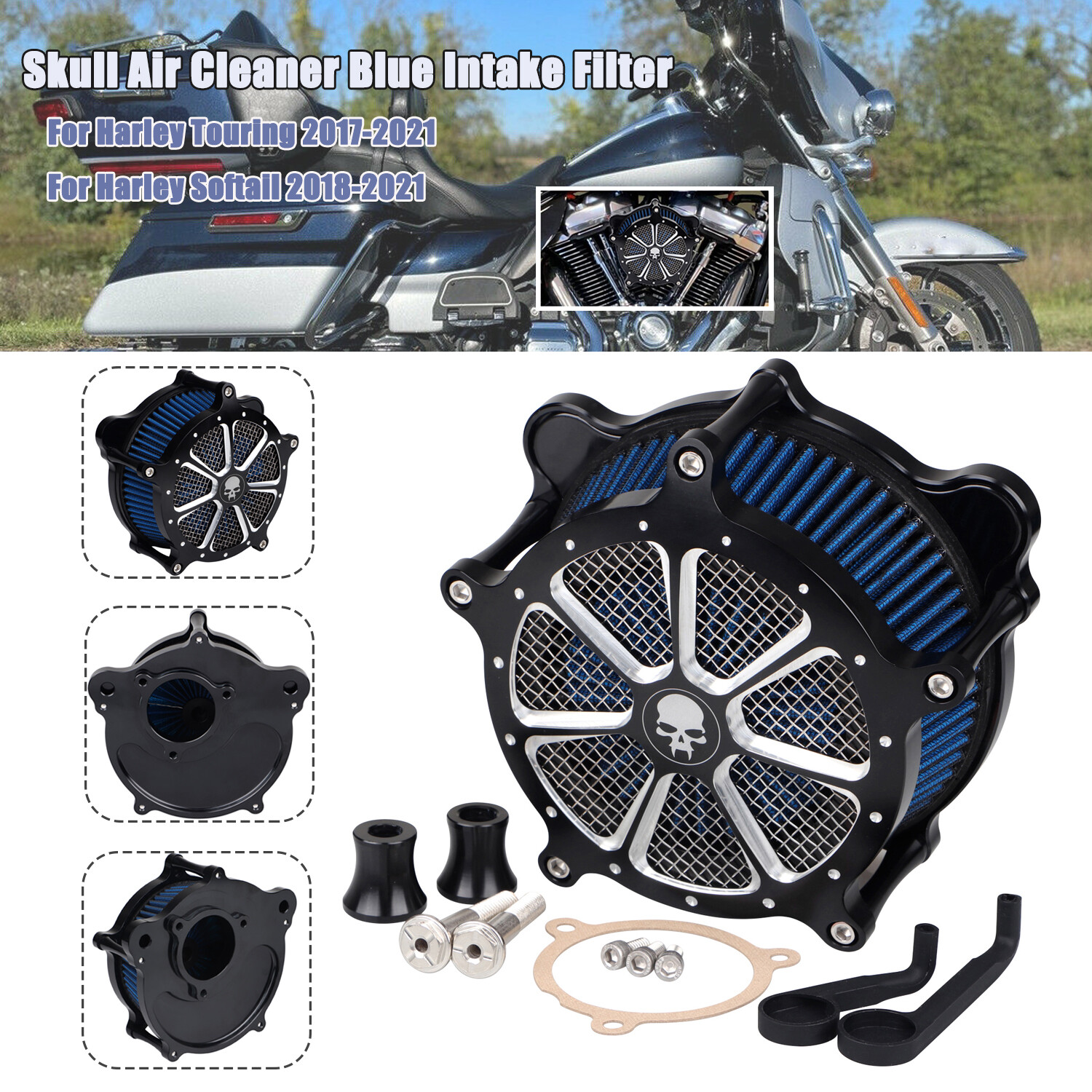 Air Cleaner Intake Filter For Harley Fat Boy Breakout Road King Electra ...