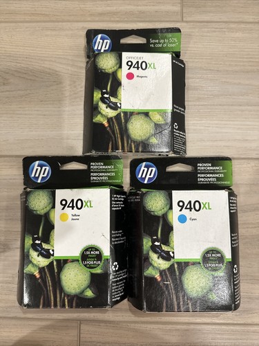 Genuine HP 940 XL High Yield Combo Color Cyan Magenta & Yellow Expired ...