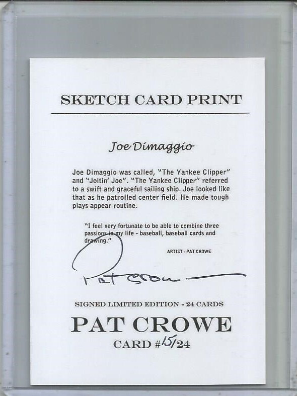 2015 JOE DIMAGGIO NYY - TYC 15/24 ORIGINAL PRINT ART SKETCH CARD ARTIST ...