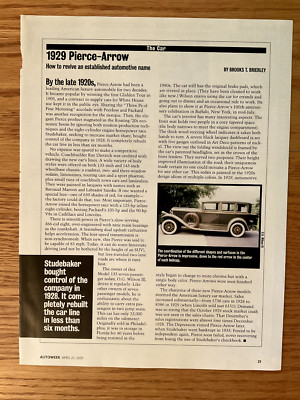 AW165 Article The Car 1929 Pierce Arrow 1 page | eBay