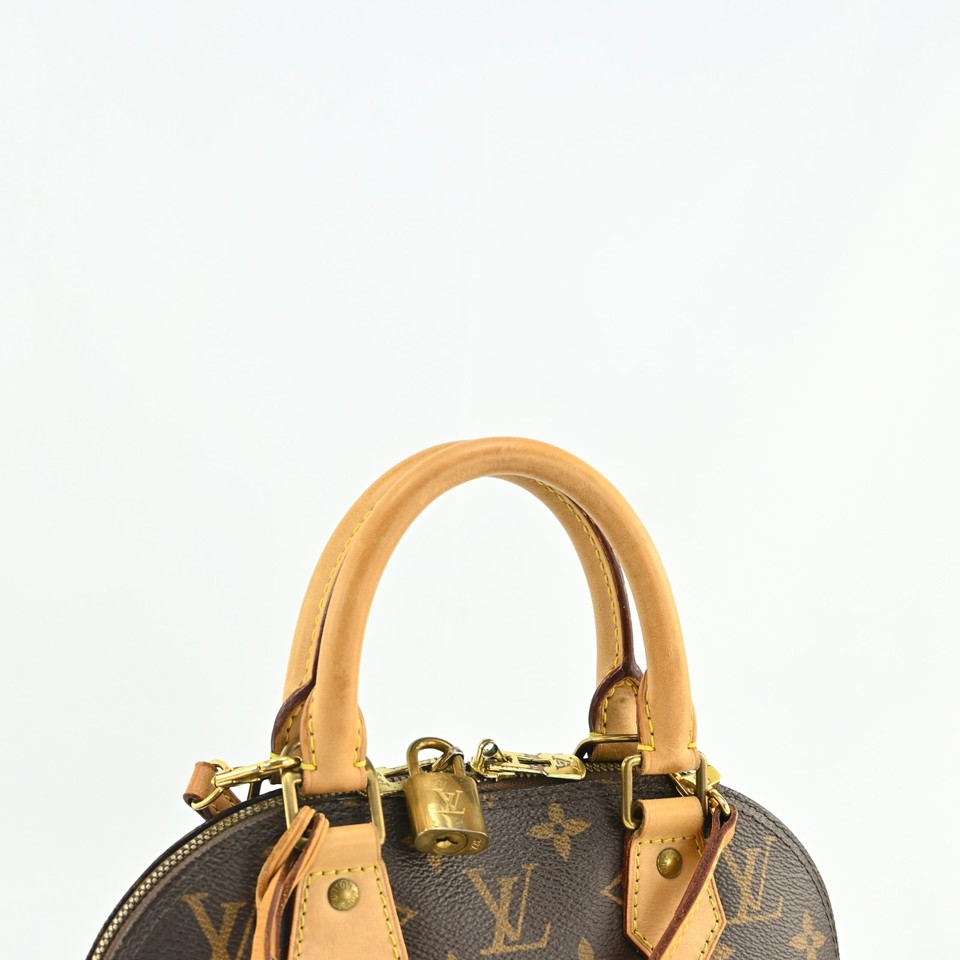 LOUIS VUITTON Alma BB 2Way Hand Bag Monogram Leather Brown Gold M53152 ...