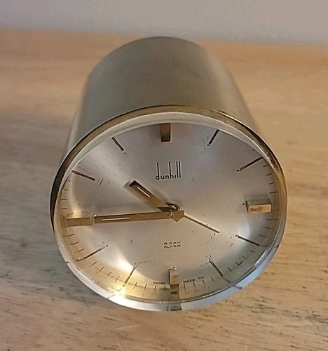 Vintage Dunhill 8-Day Drum Alarm Clock Swiss Made Mid-century Modern 3 ...