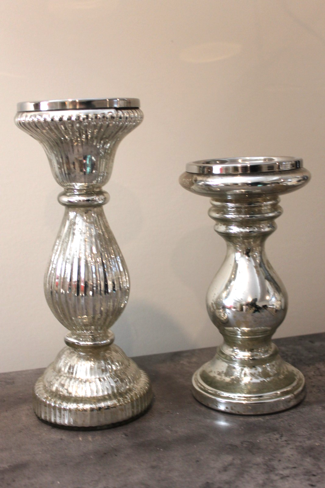 PAIR of BALLARD DESIGNS Antiqued Mercury Glass Candle Holders SET OF 2 ...