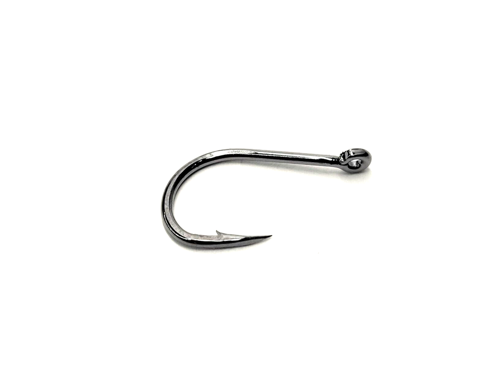 GLO BUG HOOKS - 25pc. #8 - 2X STRONG - WIDE - Black-Nickel - Fly Tying ...