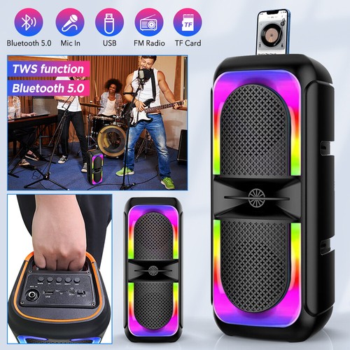 Bluetooth 5.0 Lautsprecher RGB Subwoofer Musikbox Boombox Party LED mit ...