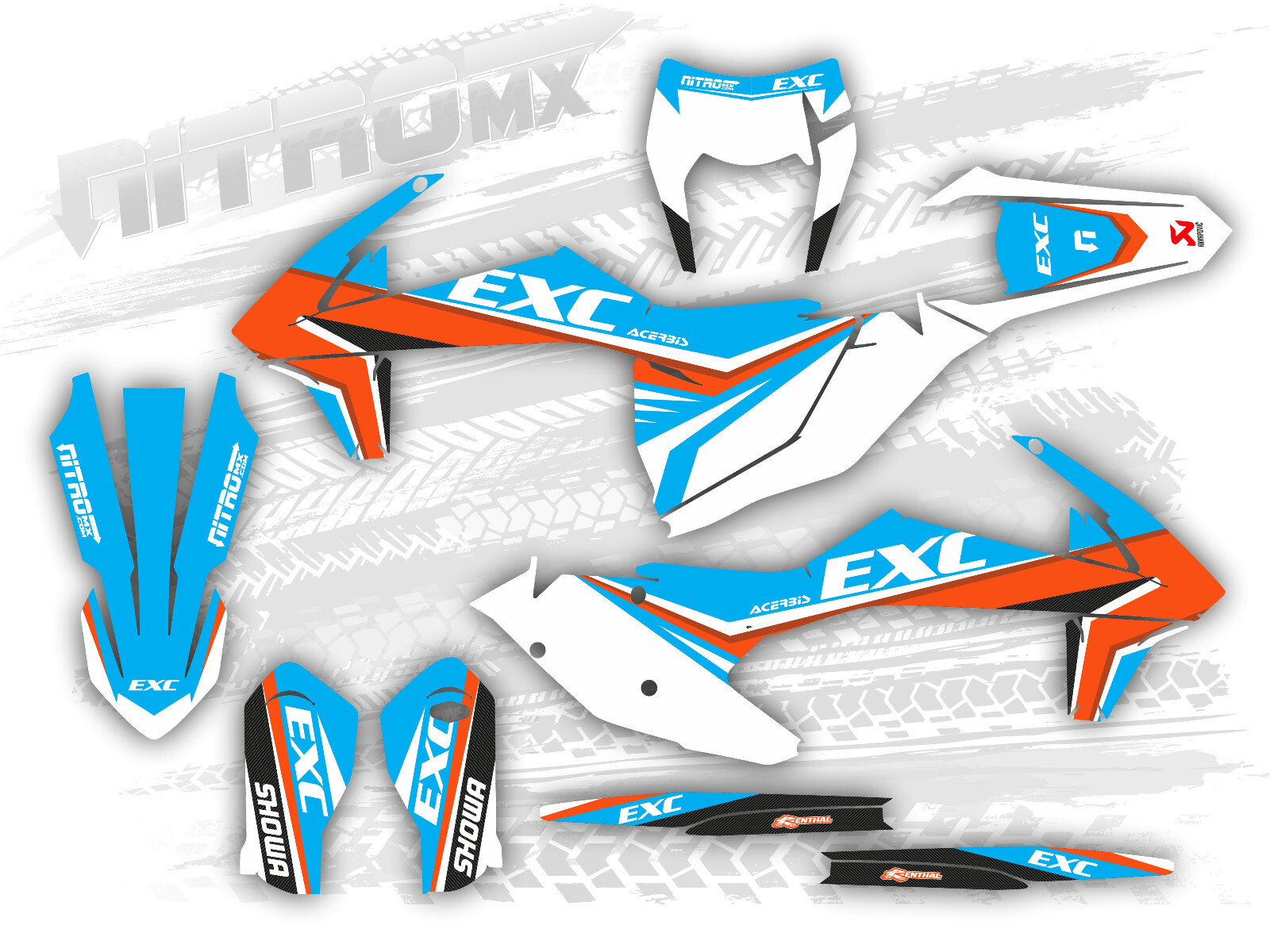 NitroMX Graphic Kit for KTM EXC EXC-F XC-W 125 250 350 450 500 2017 ...
