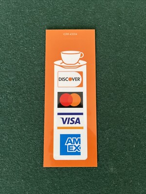 Visa MasterCard American Express Amex Discover Decal Sticker For Coffee ...