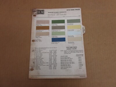 1970 Ford Truck pickup exterior paint color chip chart sheet sample | eBay