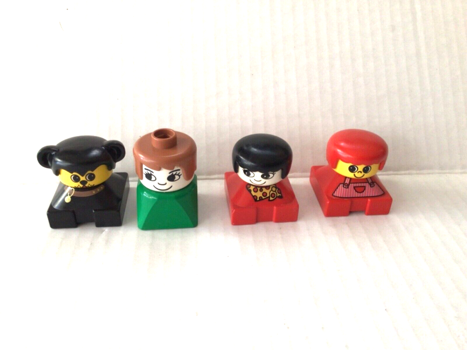 4 Vintage Lego Duplo FIGURES Older Style Bust Square People Character ...