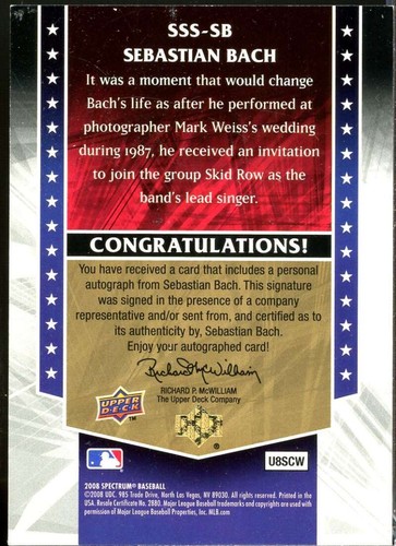2008 Upper Deck Spectrum - Spectrum of Stars Sebastian Bach #SSS-SB (AU ...