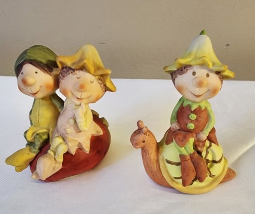 Lot of 2 VTG Himself The Elf Porcelain Figures Elf on Snail 2 Elves on ...