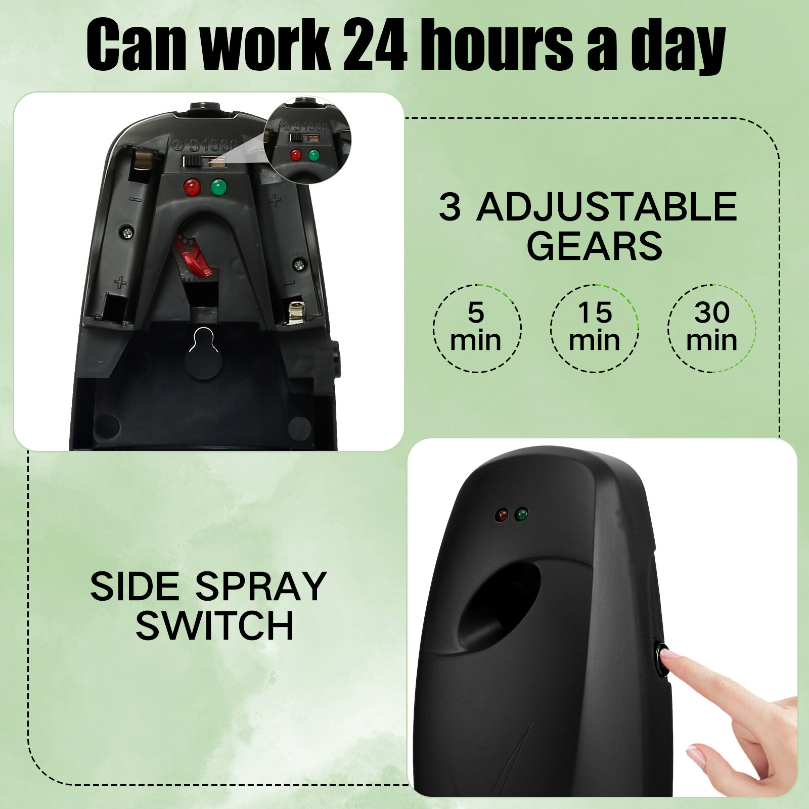 2Pcs Air Fresher Spray Dispenser 3 Adjustable Mode Auto Spray Dispenser ...