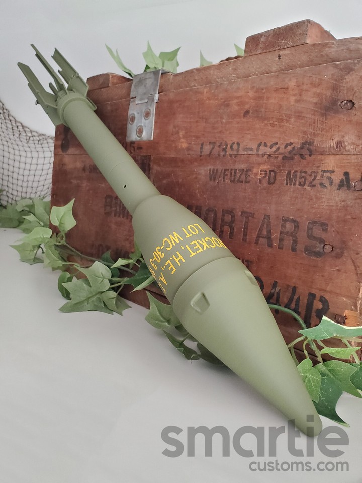 FAKE M6A1 M7A1 60mm HEAT Bazooka Rocket Round - Accurate Size Plastic ...