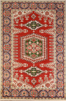 Red Geometric Viss Oriental Area Rug 6x9 Hand-knotted Wool Living Room ...