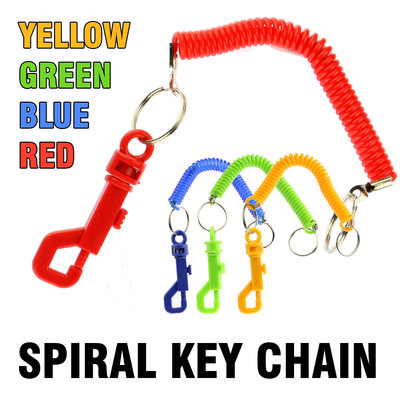 Spiral Key Chain - Snap Belt Clip On Ring Stretch Coil Spring Keyring ...