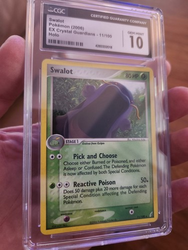 (TOP POP 2) CGC 10 GEM MINT Pokemon Card Holo Swalot 11/100 ex Crystal ...