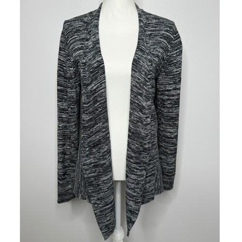 Eileen Fisher Black Marled Open Front Cardigan Medium Silk Organic ...