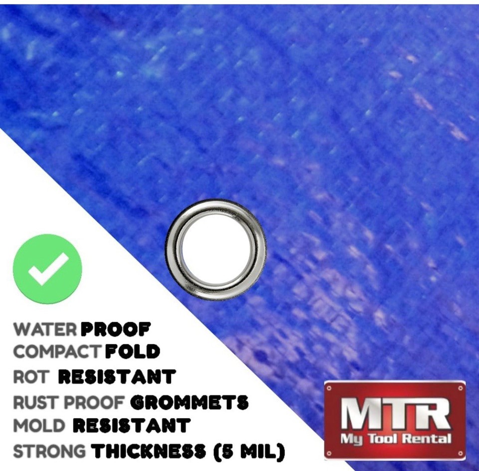 MTR 5 Mil Ultimate Poly Tarp 15ft X 30ft Blue Tarp Heavy Duty Tarp ...
