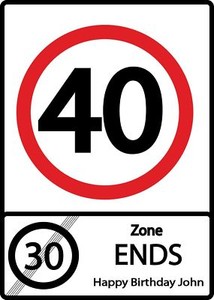 40MPH 30 ZONE ENDS road style METAL SIGN NOTICE 40th birthday 40 years ...