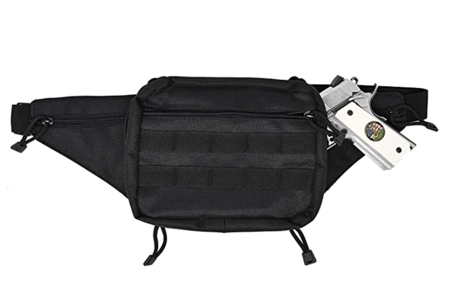 Black Concealed Carry 4 Compartment Durable Canvas Waist Gun Fanny Pack ...