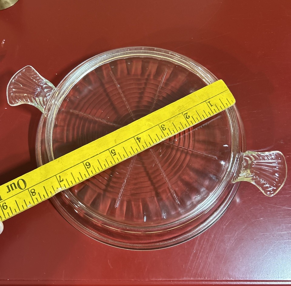 Vintage Fire King Round Clear Glass Trivet Hot Plate Stand Handles USA ...