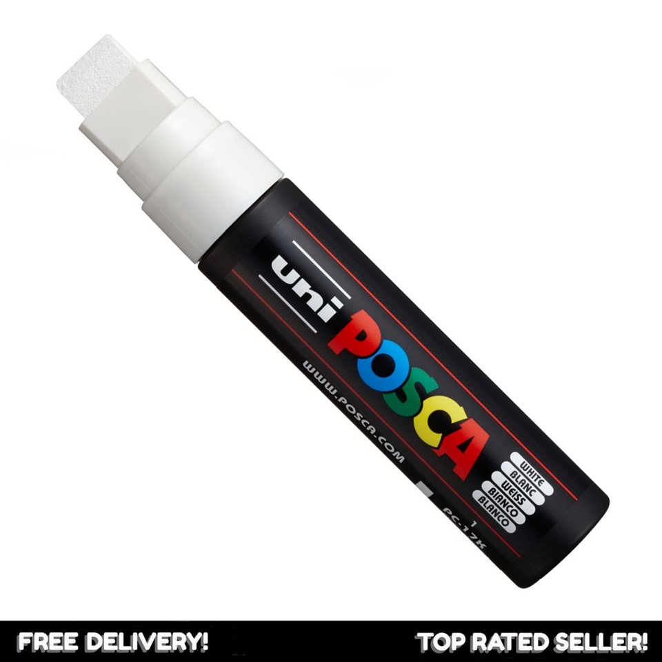 Uni Posca WHITE Paint Marker Pens - PC-1M 1MR 3M 5M 7M 8K 17K PCF350 ...