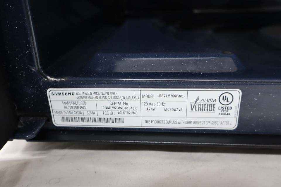 Samsung ME21M706BAS 2.1 Cu. Ft. Over-The-Range Microwave Hood 400 CFM ...