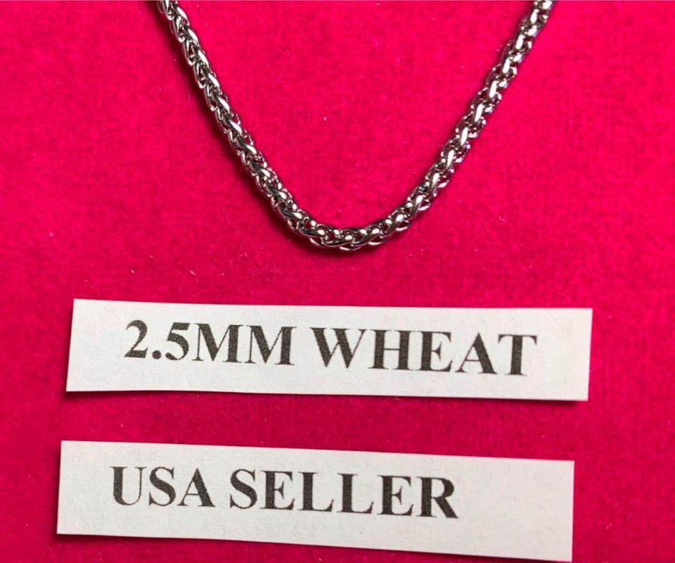 7"-44" 2.5mm STAINLESS STEEL SILVER BRAIDED WHEAT ROPE NECKLACE CHAIN ...