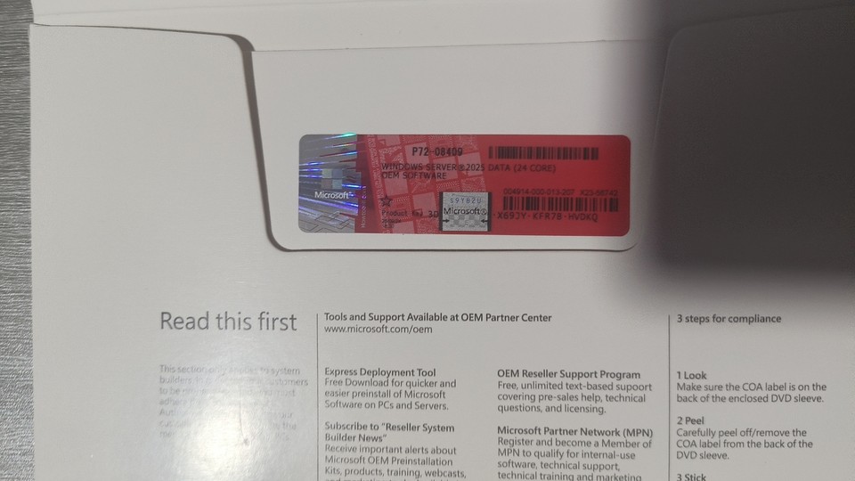 Microsoft Windows Server 2025 Datacentre 64Bit 24 Core DVD&KEY New in ...