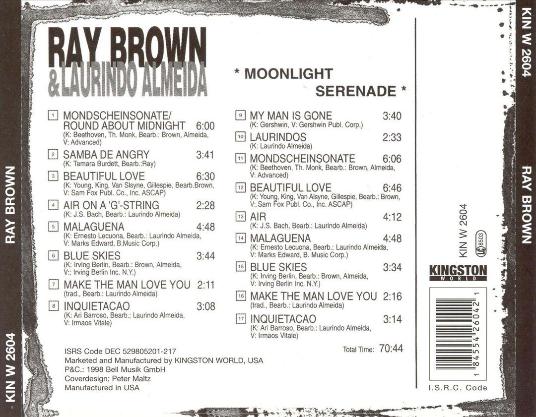 RAY BROWN/LAURINDO ALMEIDA MOONLIGHT SERENADE NEW CD 184554260421| eBay