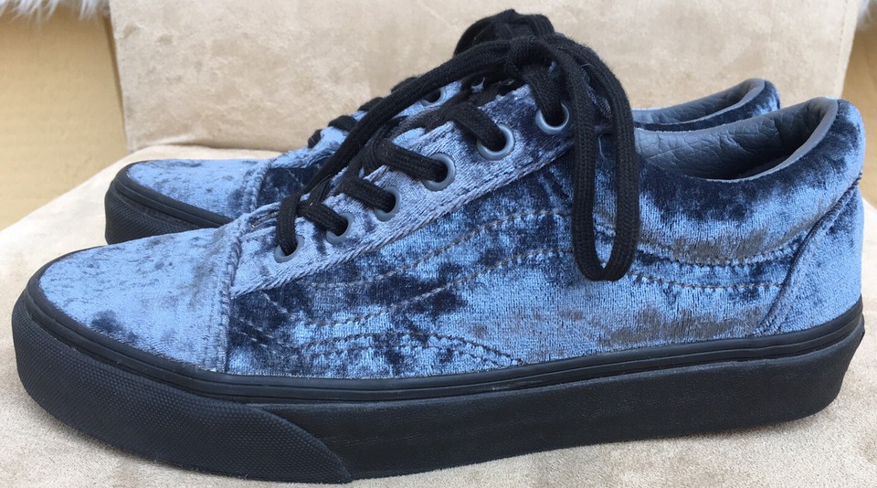 Vans Velvet Skate Old Skool Lace Up Sneakers Flats, Blue, Men’s 6 Women ...