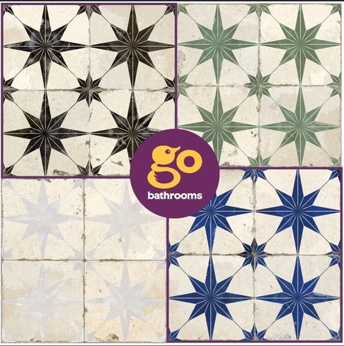 Vintage Star Tile Patterned Wall & Floor Ceramic Tile Slab | 450x450 ...