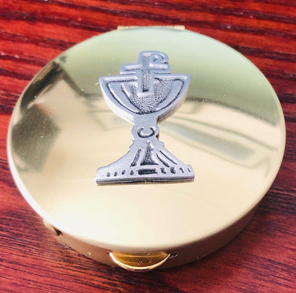 Church Pyx, altar bread, host container, gilded finish, catholic ...