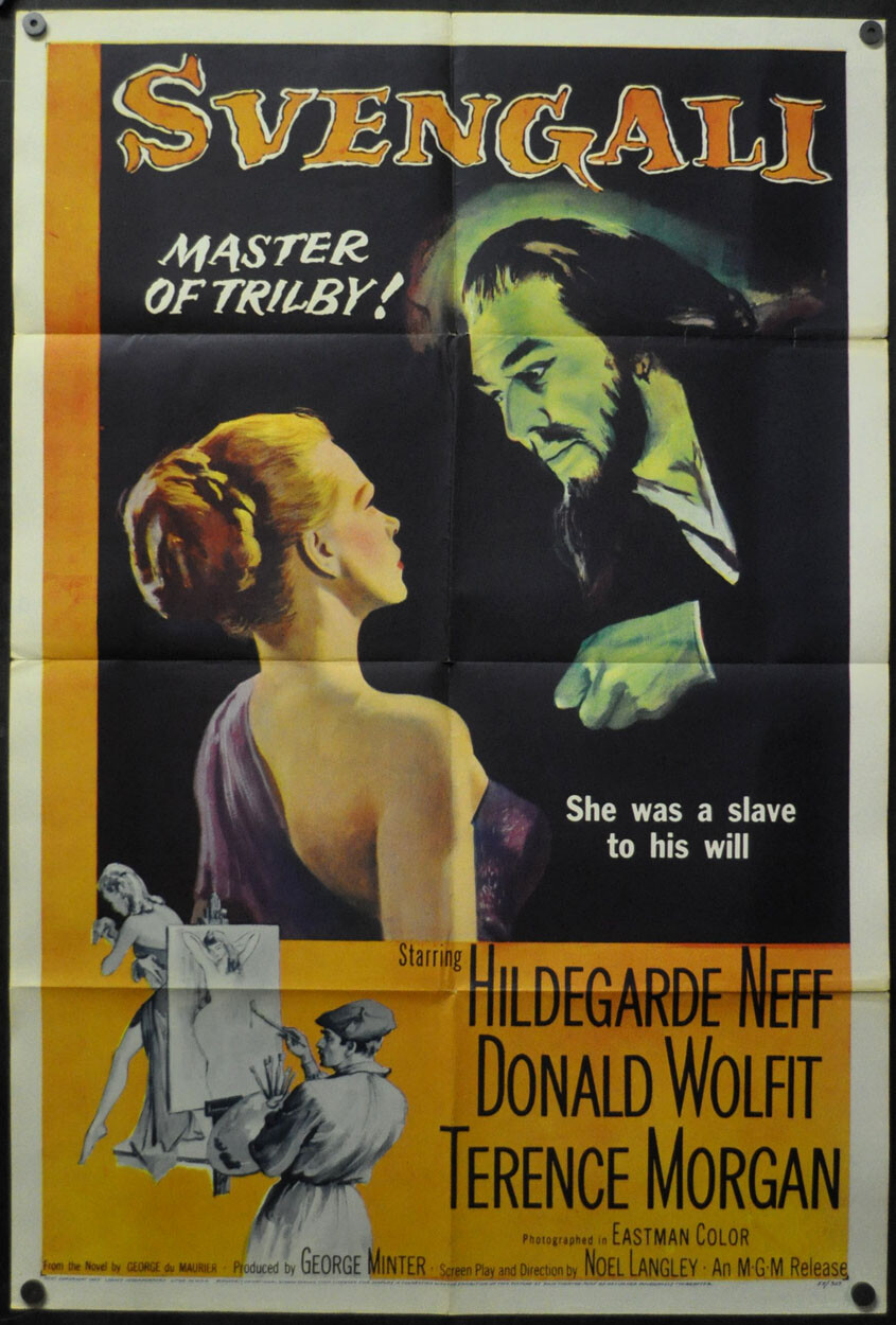 SVENGALI 1955 ORIGINAL 27X41 MOVIE POSTER HILDEGARD KNEF DONALD WOLFIT ...