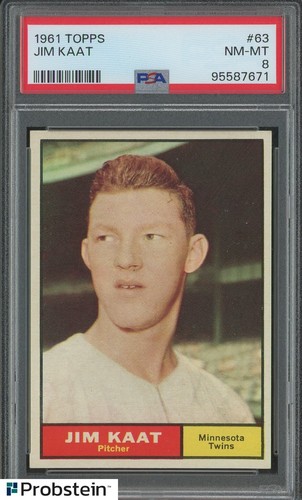 1961 Topps #63 Jim Kaat HOF Minnesota Twins PSA 8 NM-MT | eBay