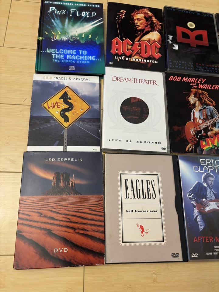 Lot Of 12 Rock Music DVDs AC/DC BOB PINK FLOYD RUSH ZEPPELIN JEFFERSON ...
