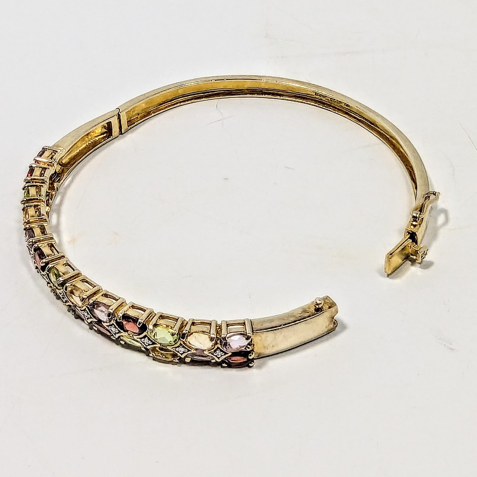 Ross Simons 18K Gold Plate Over Sterling Silver Multi Gemstone Bangle ...