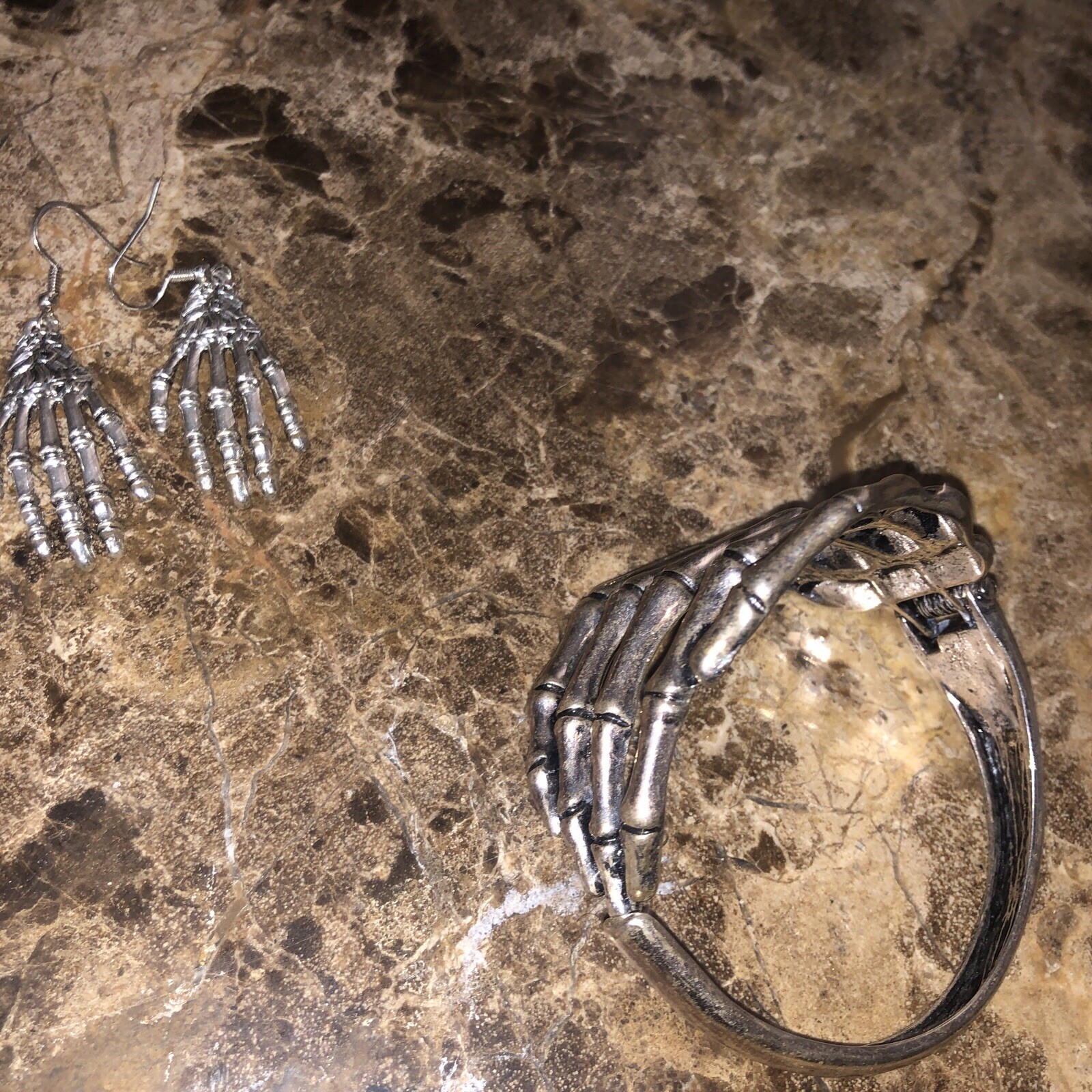 Skeleton hands jewelry bundle Cuff bracelet & earrings Occult Witchy ...