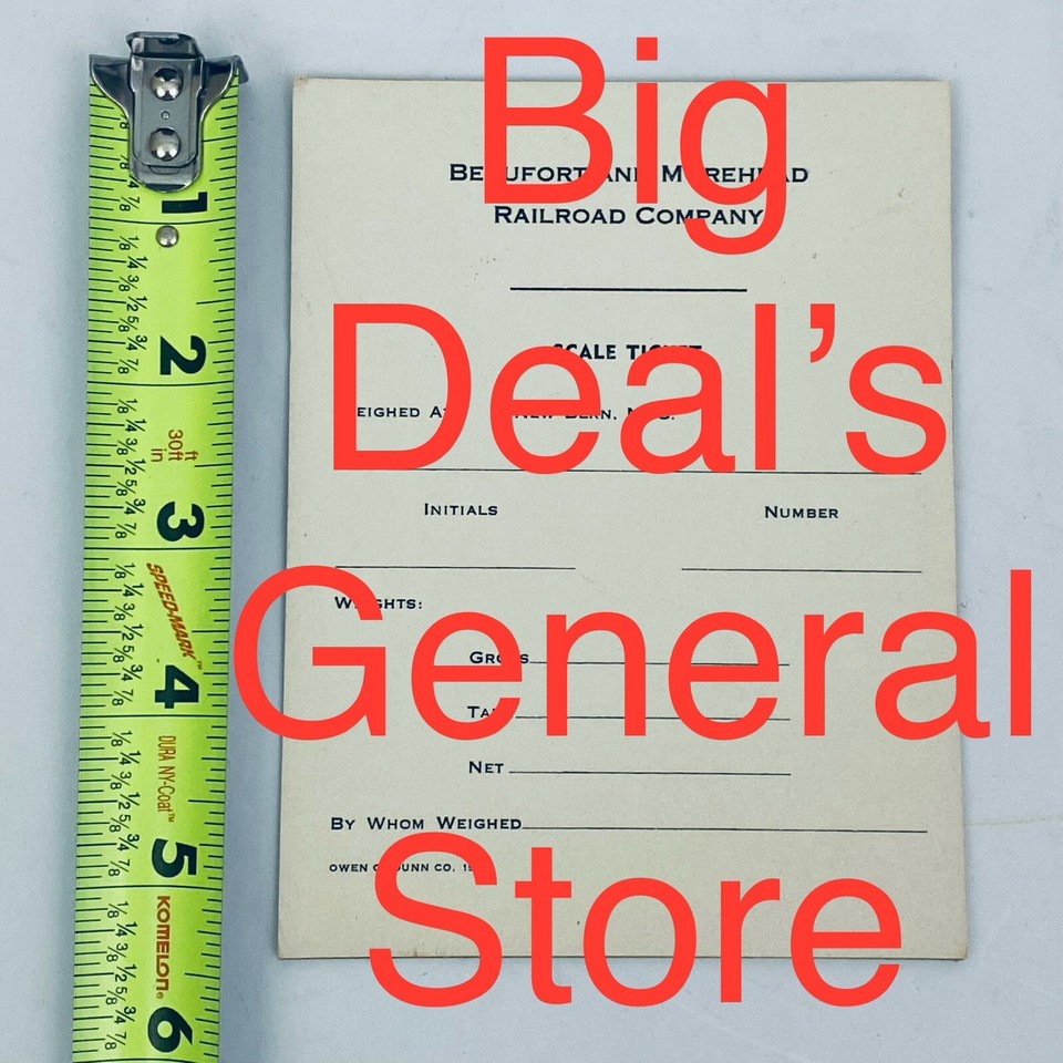 Beaufort and Morehead Railroad Company Blank Scale Tickets Vintage Owen ...