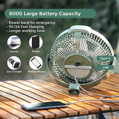 EDON Table Fan,Rechargeable Battery Operated Desk Fan with 4 Speeds ...