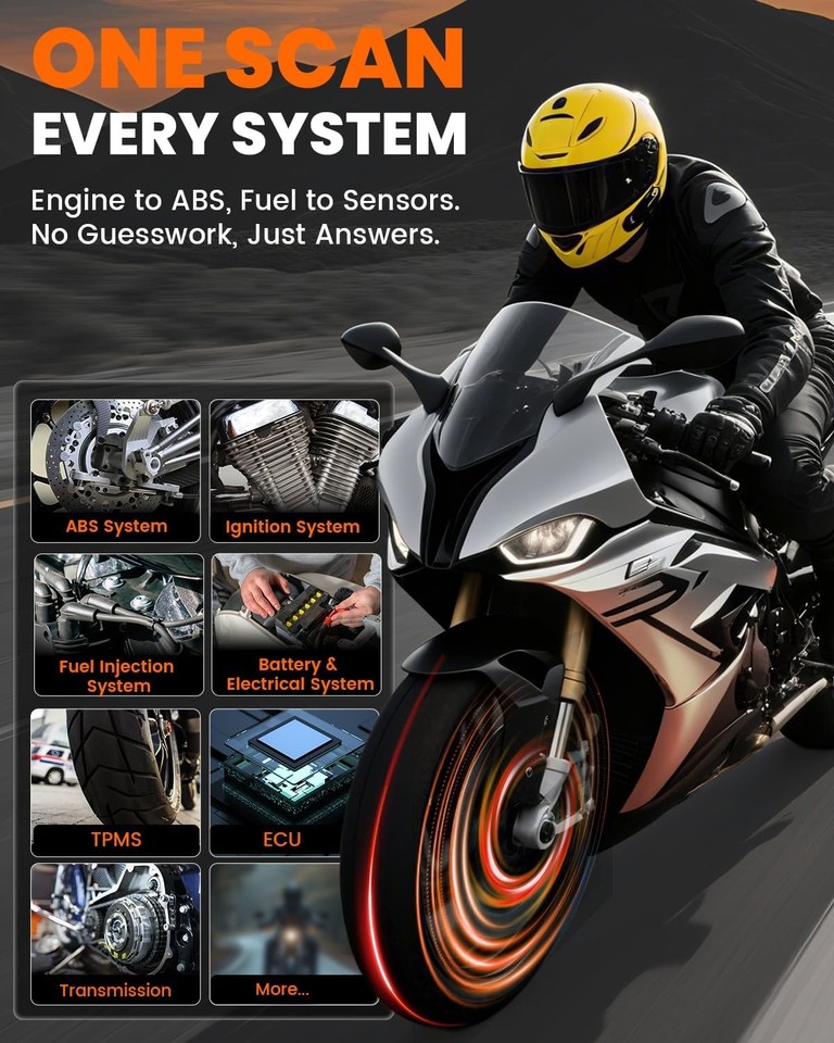 Motorcycle Scanner Full System OBD2 Diagnostic Scan Tool Fits for ...