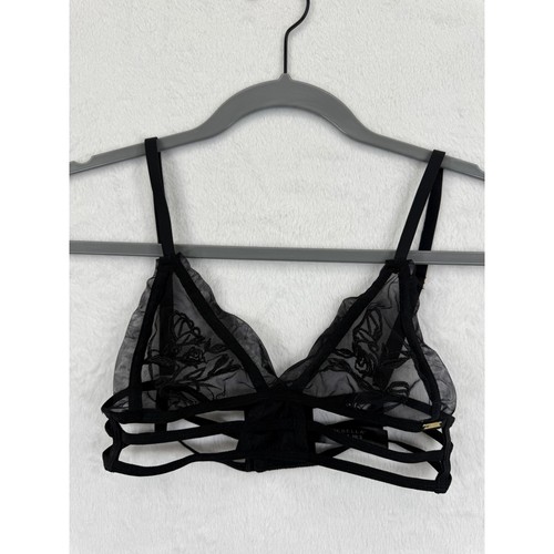 Bluebella Bra Size S Black Floral Lace Sheer Bralette Cage Strappy ...