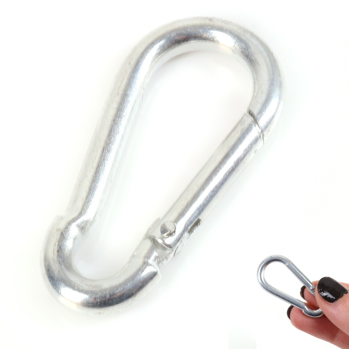 10 x SMALL STEEL CARABINER CLIPS 40mm Spring Loaded Strong Karabina ...