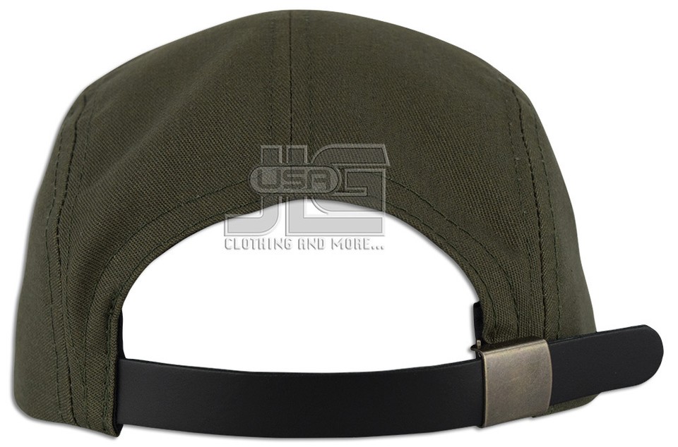 5 Panel Solid Camo Strap-back Adjustable Leather Strap Cap Hat JLGUSA ...
