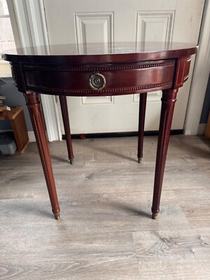 Vtg Bombay Company Large Wooden Accent Table With Drawer- 26” Round ...